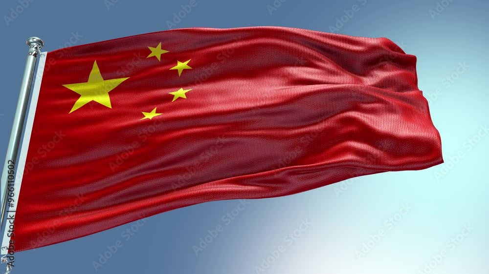 4k render China Flag video waving in wind China Flag Wave Loop waving ...