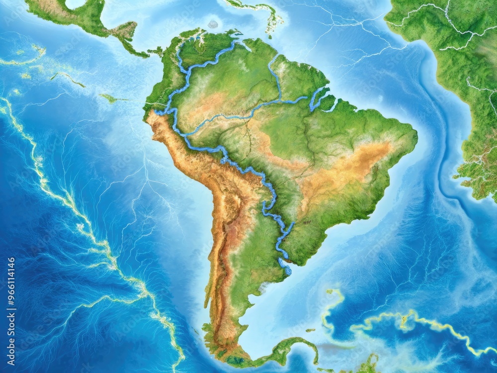 World Map Highlighting The Amazon River, The World'S Second-Longest ...