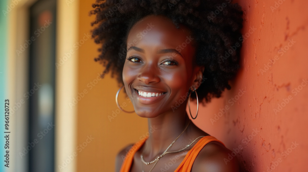 Confident African Woman Headshots in Vibrant Settings – Natural Hair ...