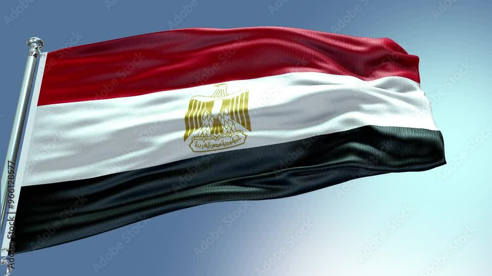 4k render Egypt Flag video waving in wind Egypt Flag Wave Loop waving ...