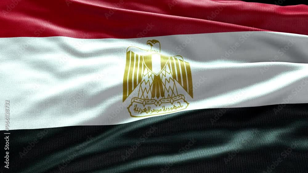 4k render Egypt Flag video waving in wind Egypt Flag Wave Loop waving ...