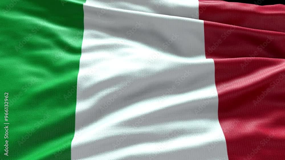 4k render Italy Flag video waving in wind Italy Flag Wave Loop waving ...