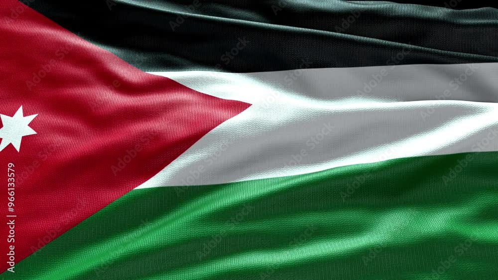 4k render Jordan Flag video waving in wind Jordan Flag Wave Loop waving ...