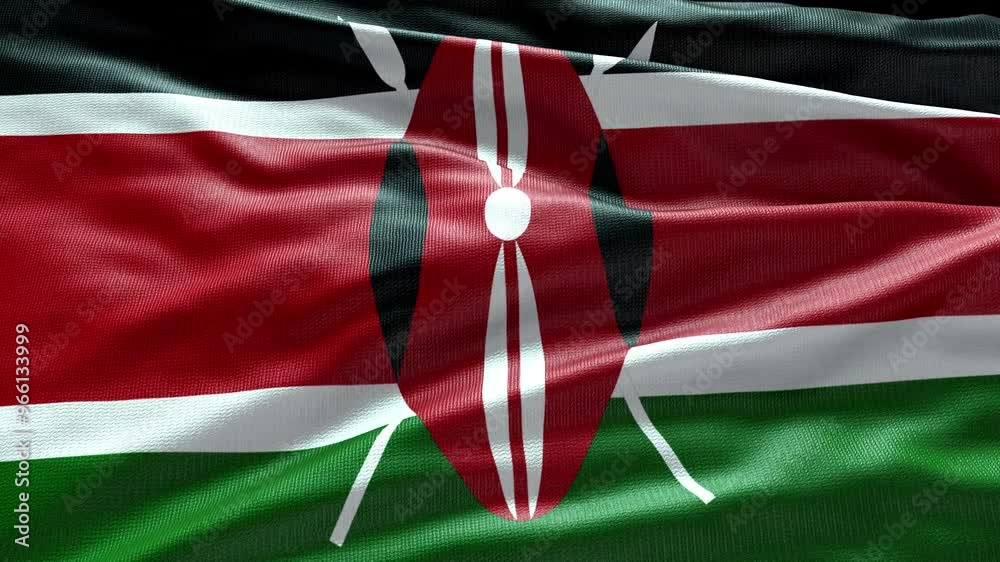 4k render Kenya Flag video waving in wind Kenya Flag Wave Loop waving ...