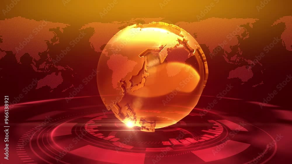 3D World News Background Loop, digital world breaking news Studio ...