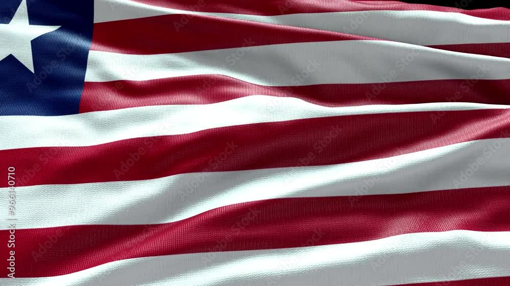 4k render Liberia Flag video waving in wind Liberia Flag Wave Loop ...