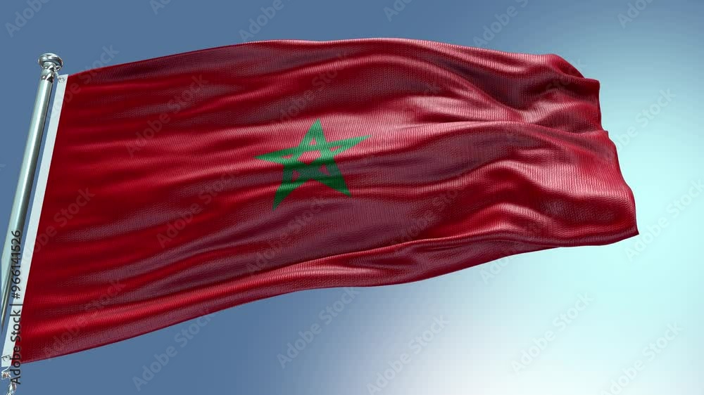4k render Morocco Flag video waving in wind Morocco Flag Wave Loop ...
