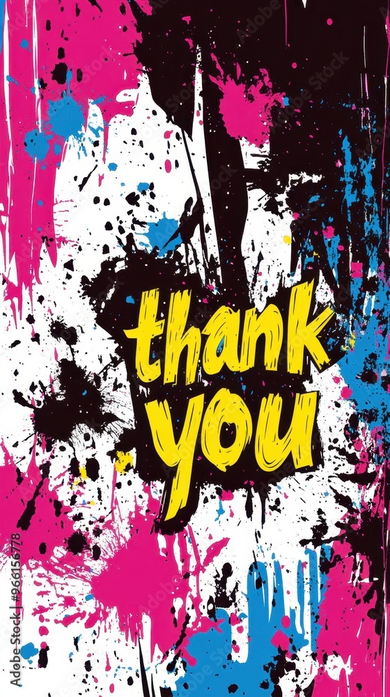 A lively abstract design features bold splashes of color, vividly ...