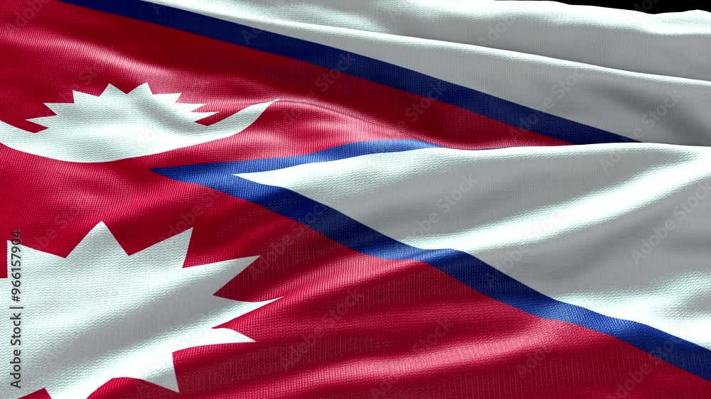 4k render Nepal Flag video waving in wind Nepal Flag Wave Loop waving ...