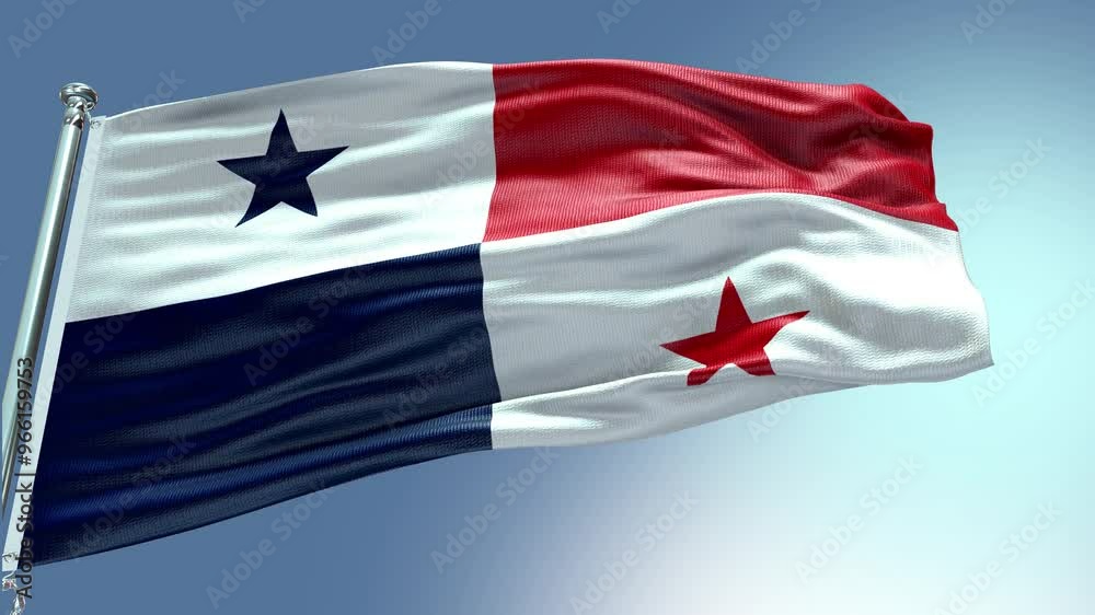 4k render Panama Flag video waving in wind Panama Flag Wave Loop waving ...