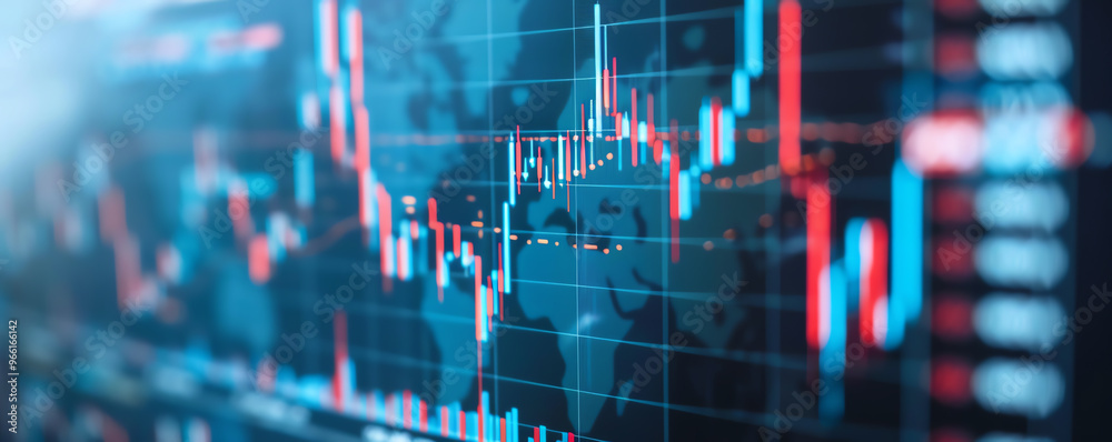 National financial institution with charts illustrating stock market ...