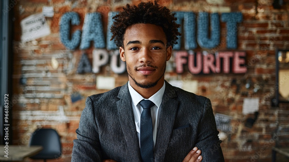 Political campaign poster featuring a confident candidate in a suit ...