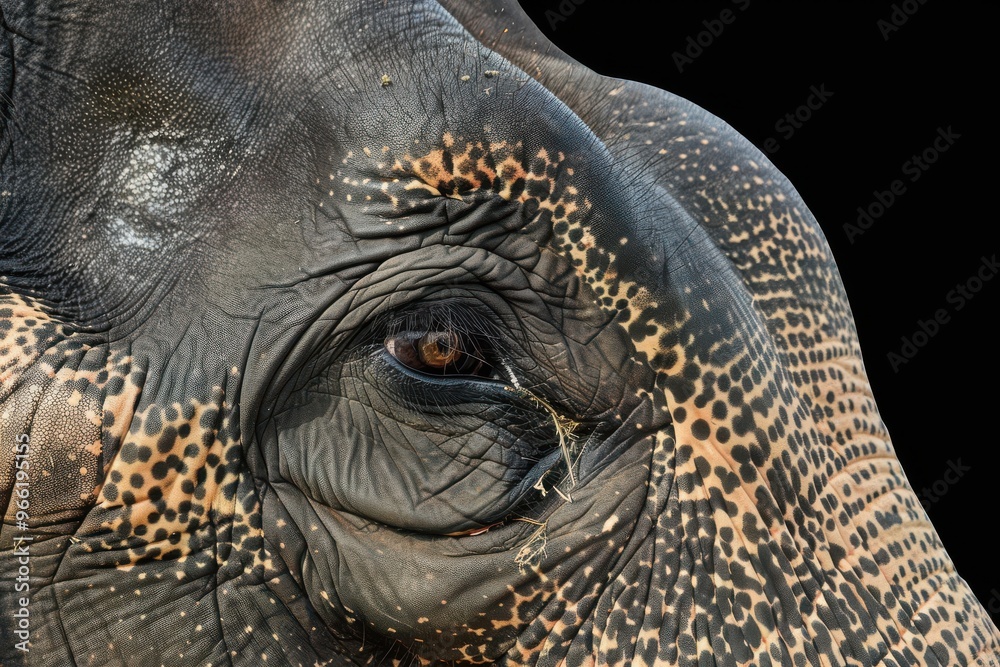 Eye of an Asian Elephant, Elephas maximus Vertical profile of part of ...