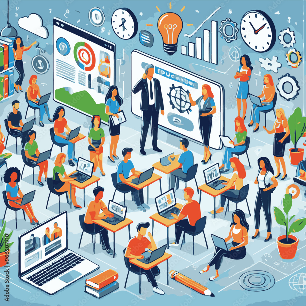 "Modern Classroom with Presentation Setup" "Classroom Presentation and ...