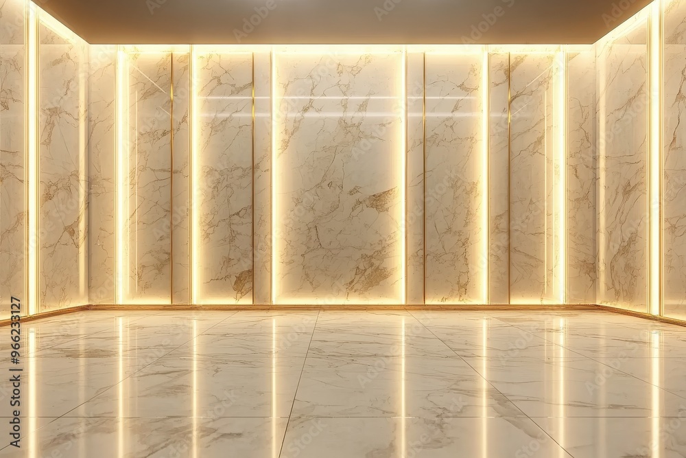 Rows of illuminated glass panels in modern architectural design Stock ...