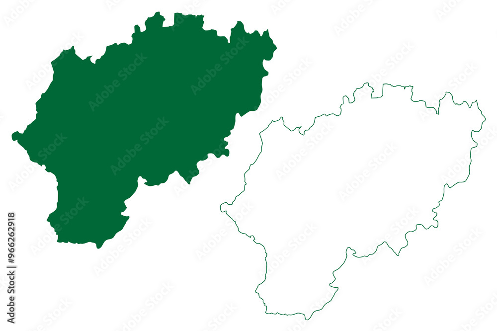 Bundi district (Rajasthan State, Republic of India) map vector illustration, scribble sketch ...