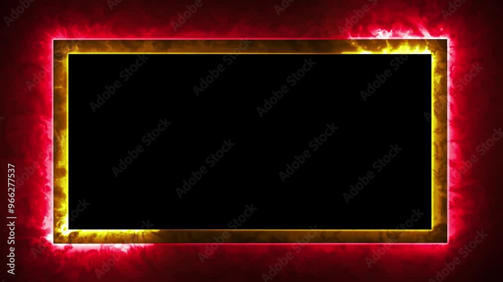 neon border frame, red yellow glowing border, rectangle, square, frame ...
