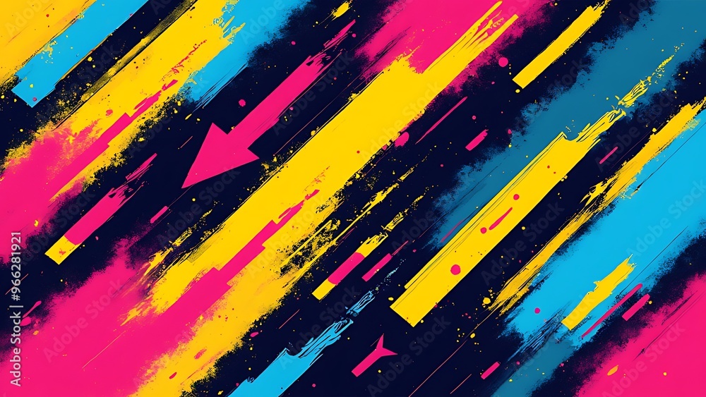Dynamic abstract background with directional arrows. Bold strokes of ...