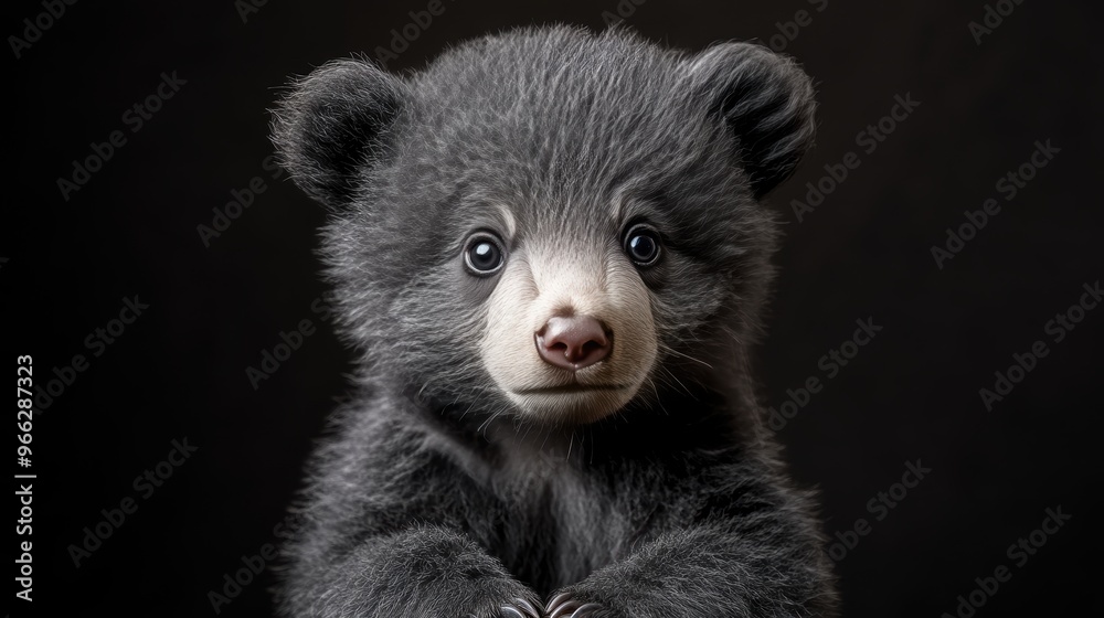 Create a highly realistic photograph of bear cub with folded ears ...