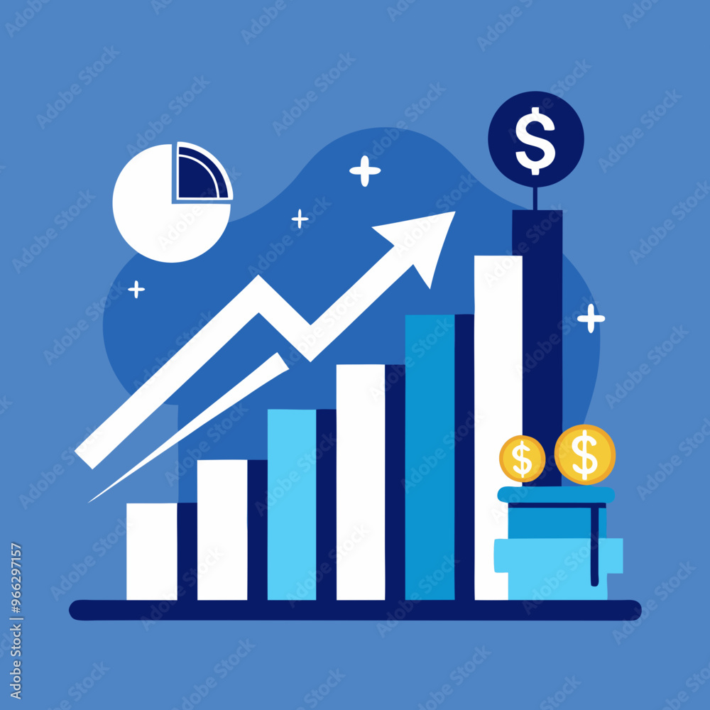 Vetor de business graph chart, A minimalistic flat vector illustration ...