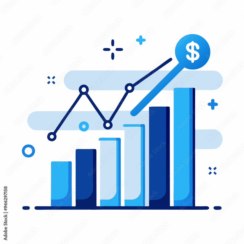 business graph chart, A minimalistic flat vector illustration of a ...