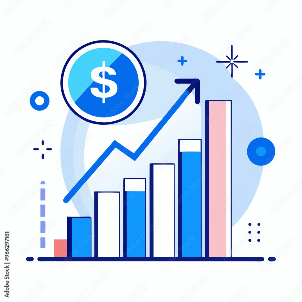business graph chart, A minimalistic flat vector illustration of a ...