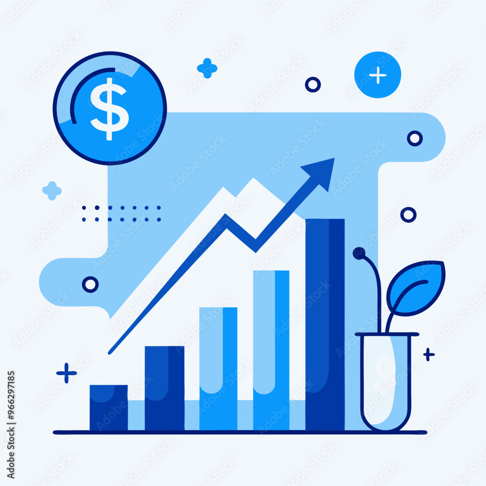 business graph chart, A minimalistic flat vector illustration of a ...