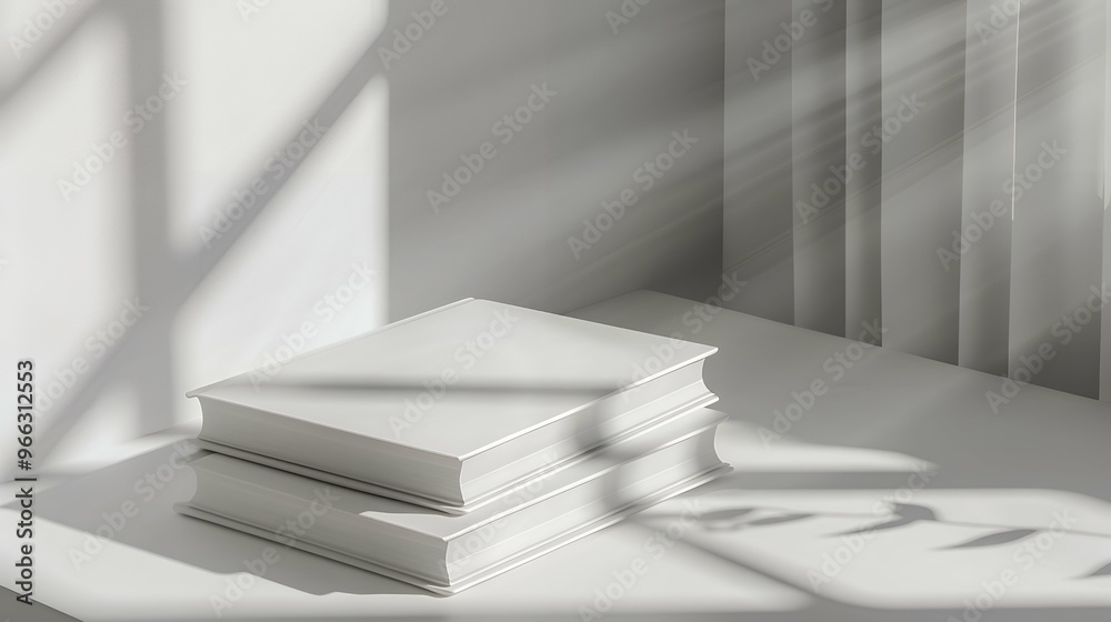 Elegant Mockup of a Stack of White Books with a Dramatic Shadow ...
