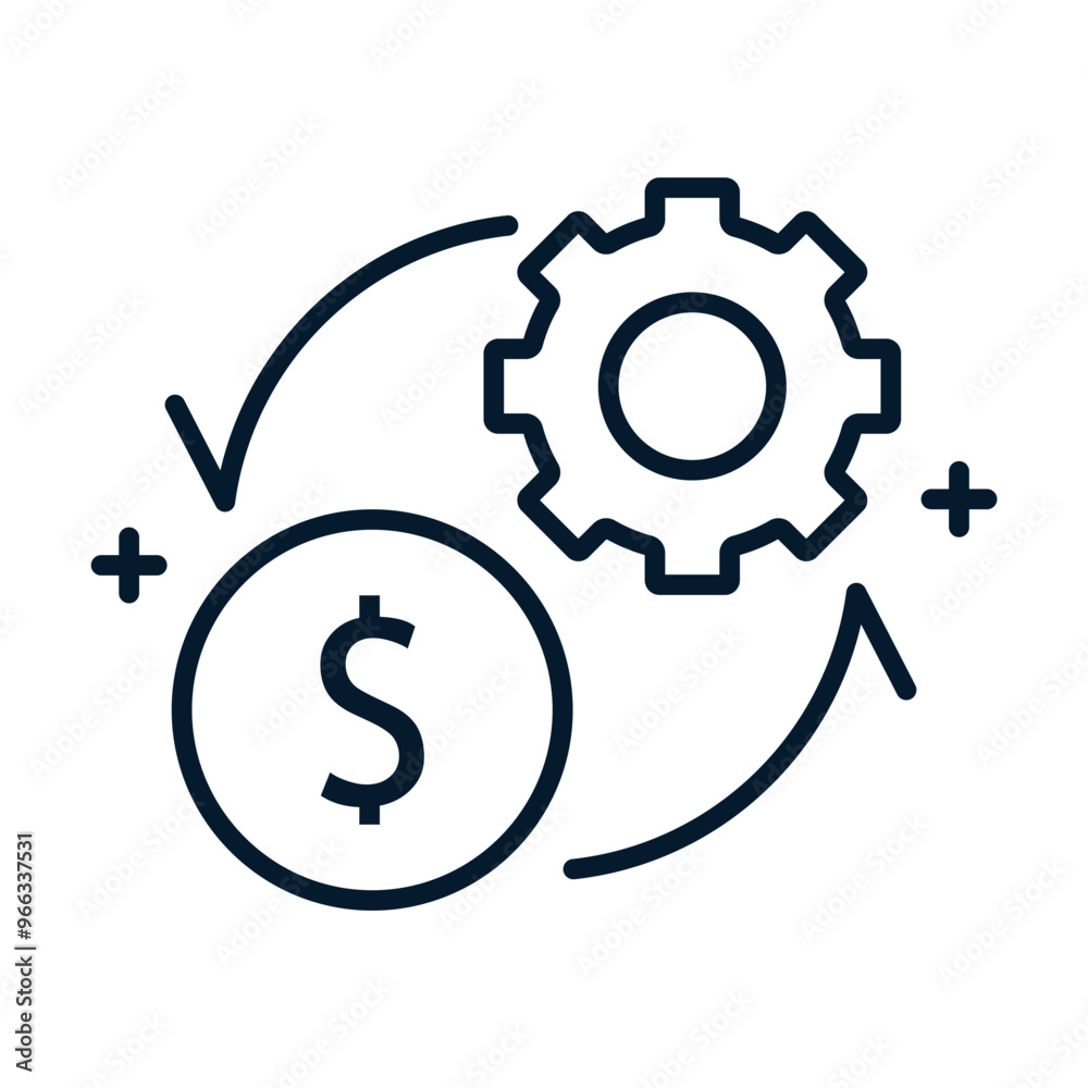 Concept of financial optimization, maximization of efficiency. Vector ...