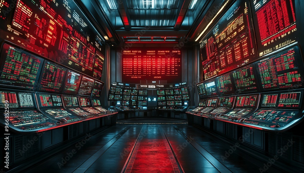 Global Stock Market Trading Floor, bustling global trading floor with ...