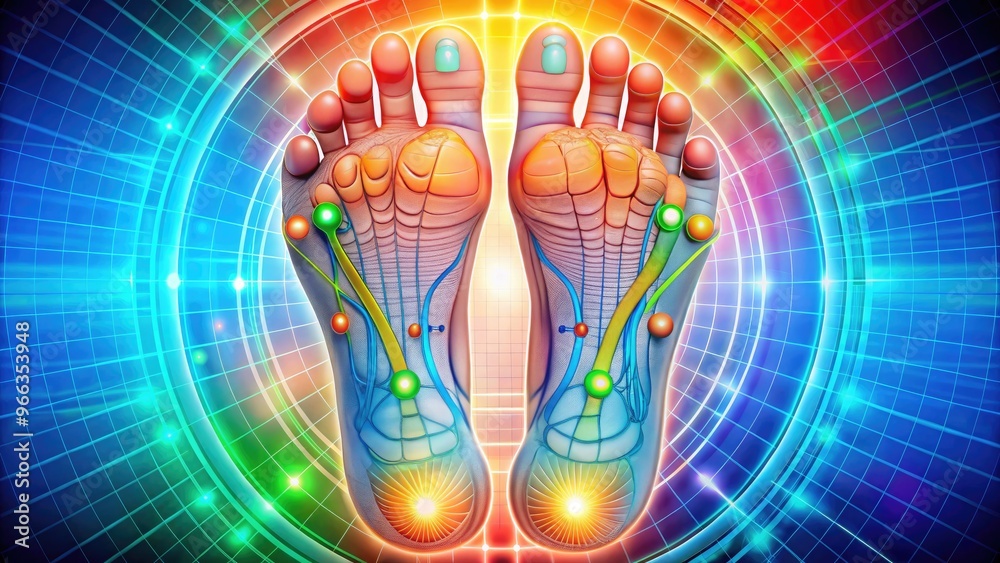 A detailed illustration of the human foot highlighting pressure points ...