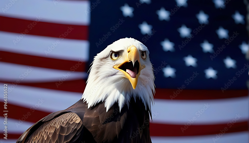 bald eagle soared majestically gritty american flag symbolizing unique ...