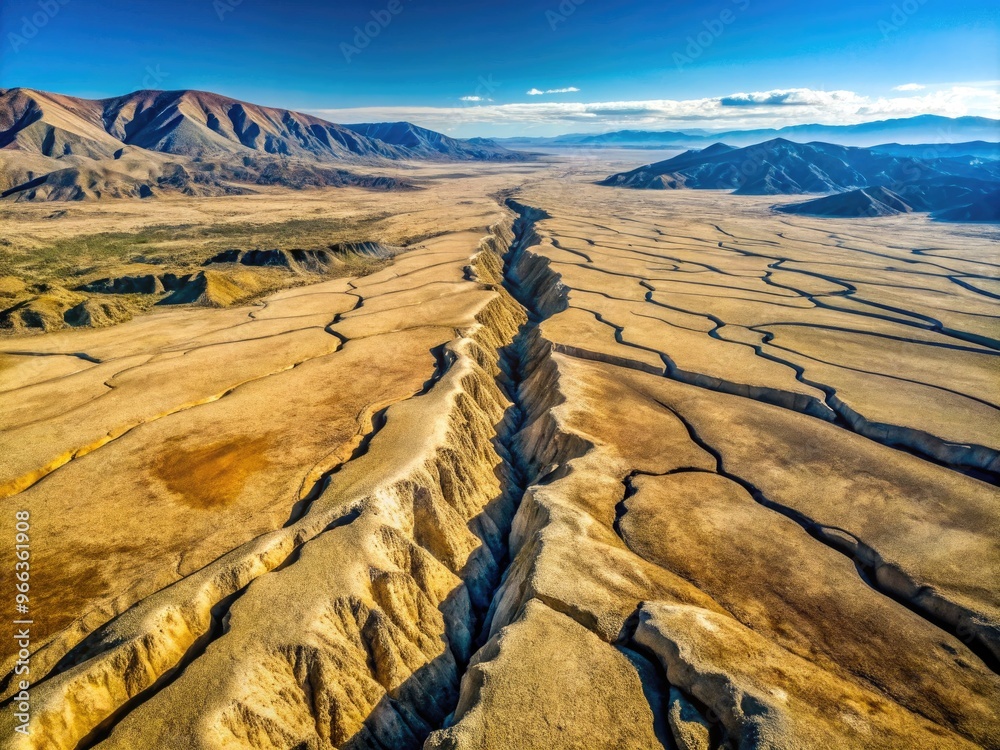 Aerial view of San Andreas Fault Line in California, USA, showing ...