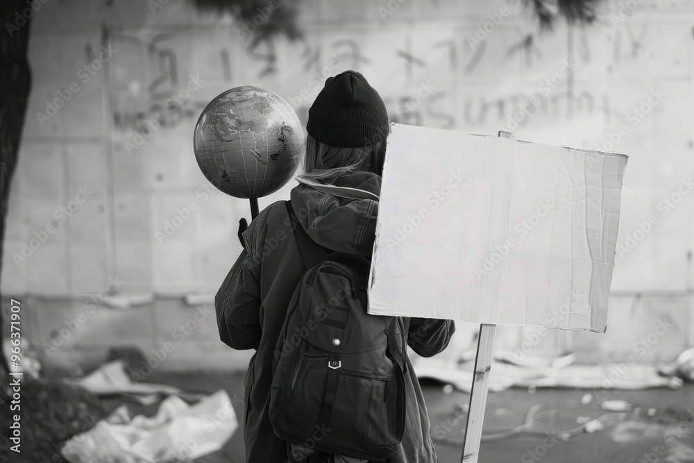 Protest. Global warming. Homemade poster at environmental rally. A ...
