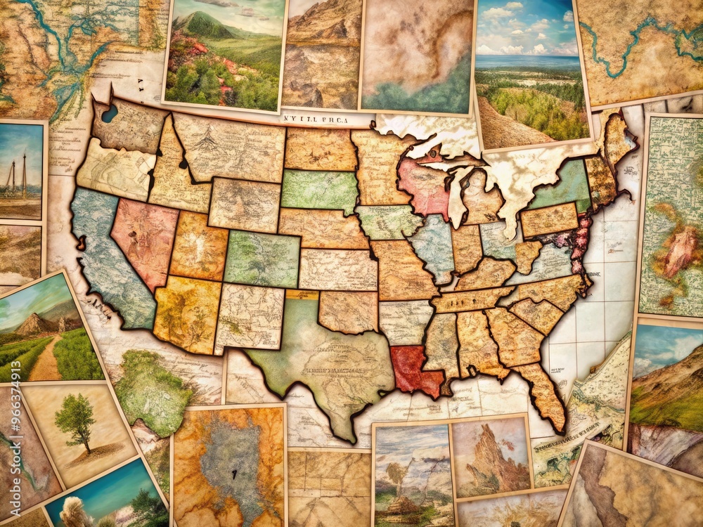 An Assortment Of Vintage Maps Depicting Various Regions Of The United ...