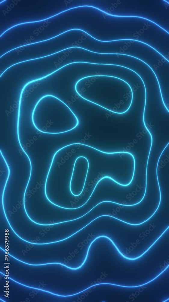 Vertical glowing background. Animation of moving topographical ...