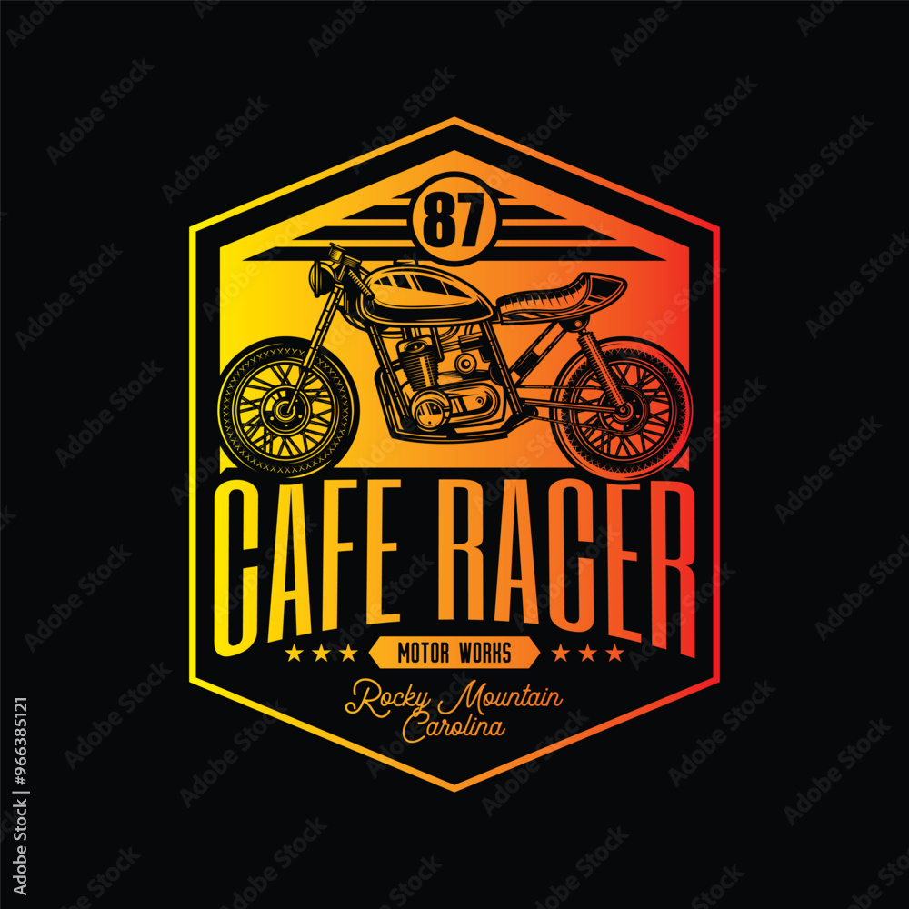 Cafe racer custom motorcycle. Original vector illustration in vintage ...