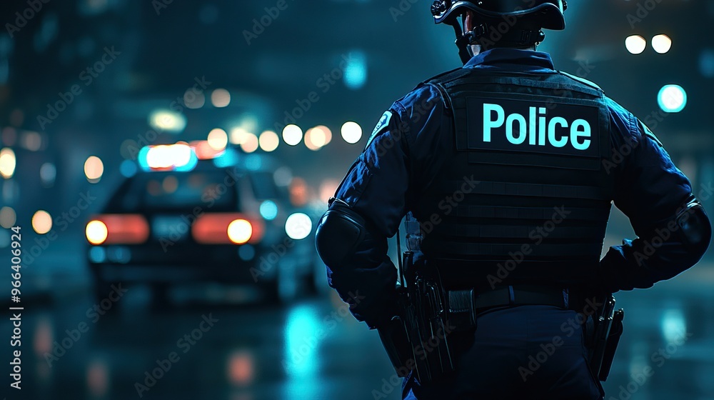 Professional Police Officer. Cop Maintains public order and safety ...