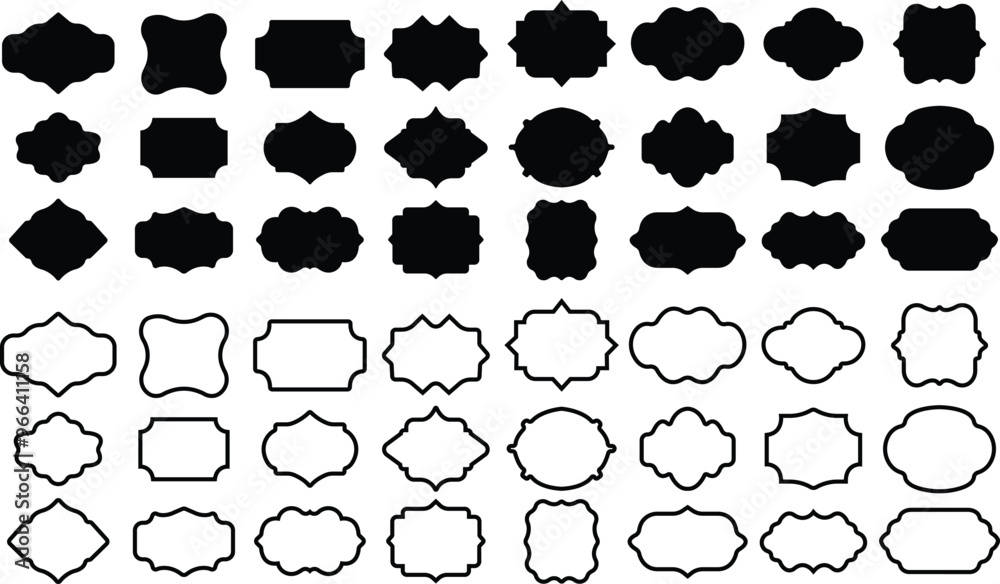 Frame or borders icon in flat line set. Vector for apps or web isolated ...