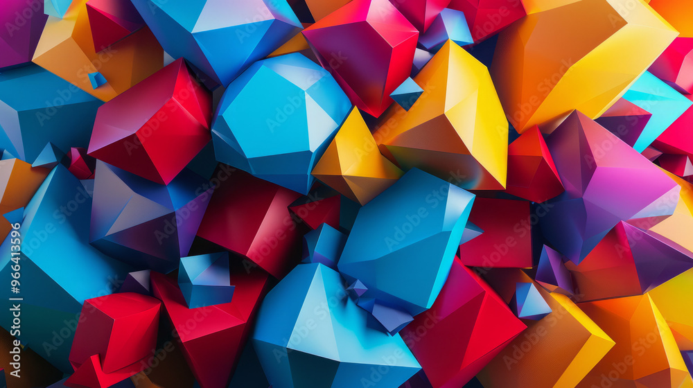Volumetric geometric shapes: A background composed of colorful ...