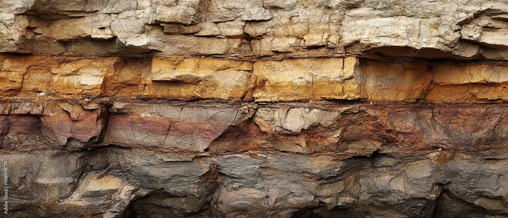 Stunning cross-section of sedimentary layers in a cliffside showing the ...