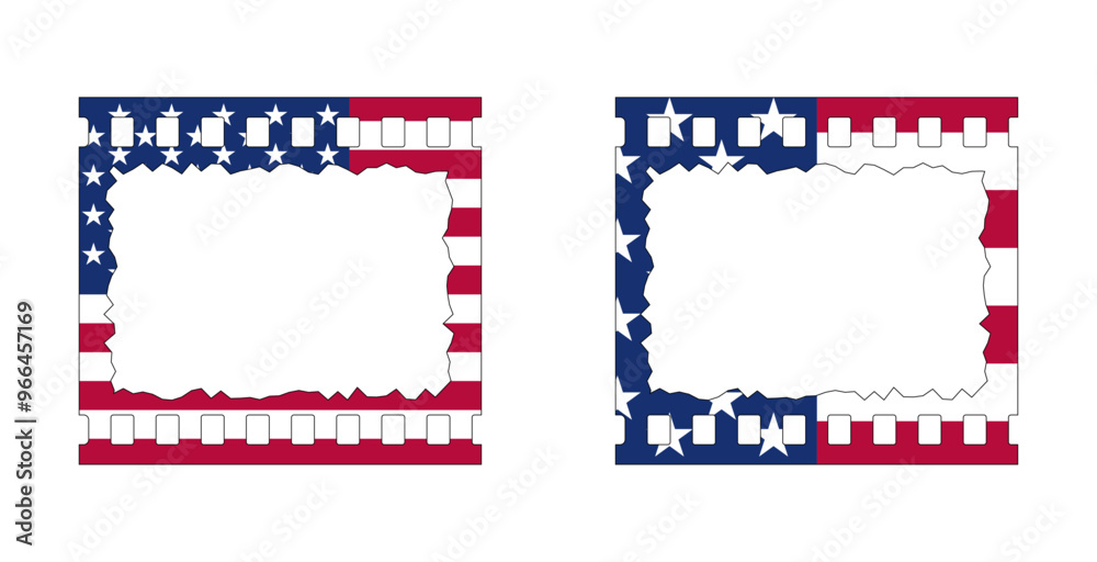 Vintage style american flag 35mm film strip frame border vector graphic ...