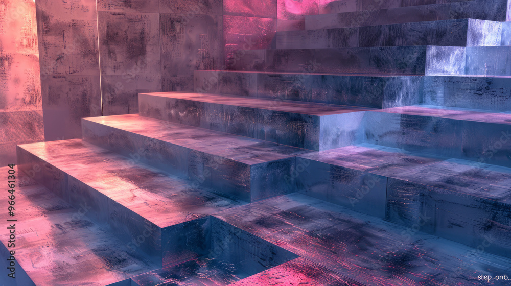 Steps and platforms: A background with 3D structures resembling steps ...