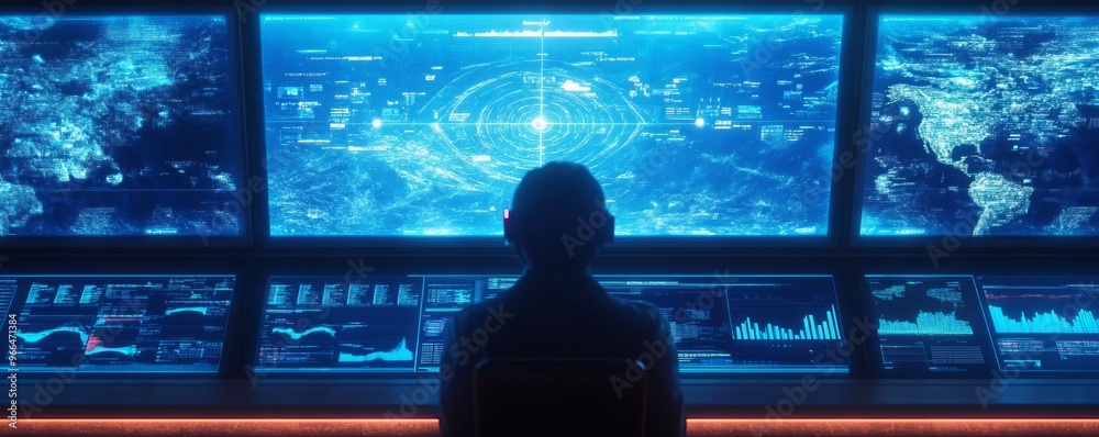 AI-powered weather forecasting, dynamic holographic radar, futuristic climate science Stock ...