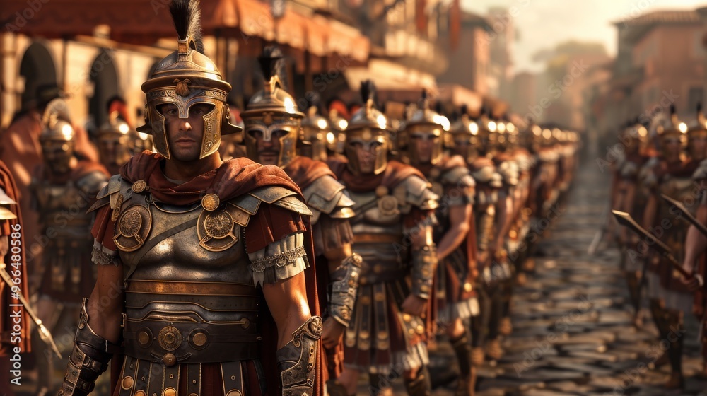 A Roman Legion in Advanced Exoskeleton Armor, Blending Ancient Military ...