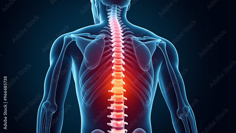 3d Rendered illustration of a painful back. Medical Back Pain Unveiled ...