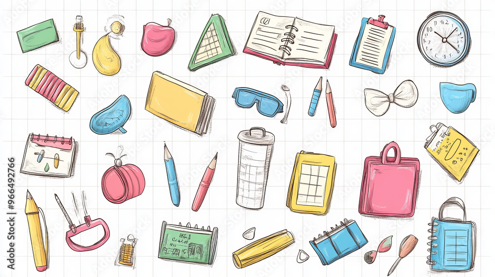 "Back to school doodle hand-drawn elements in a vector set. Includes ...