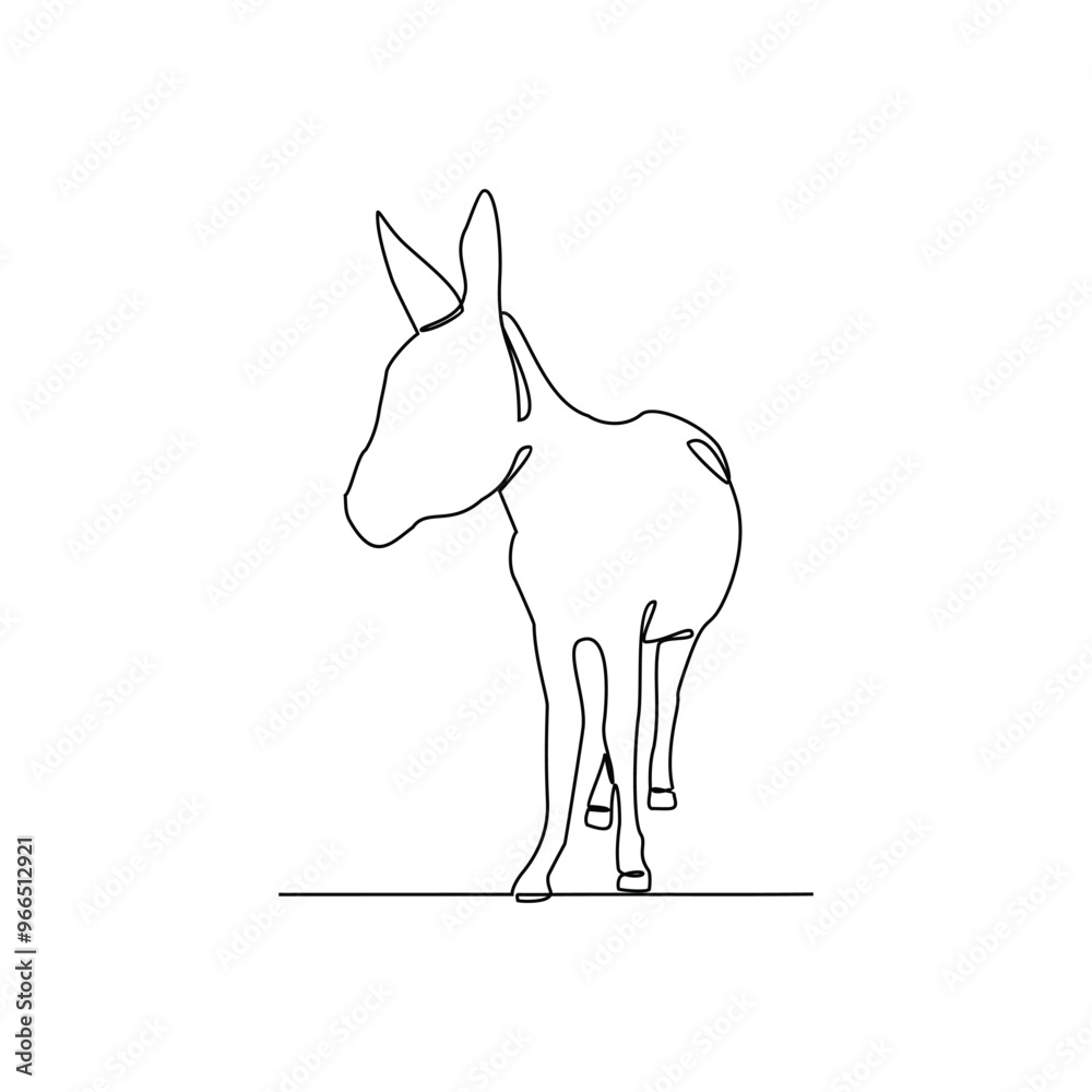 Vetor de One continuous line drawing of Donkey vector illustration ...