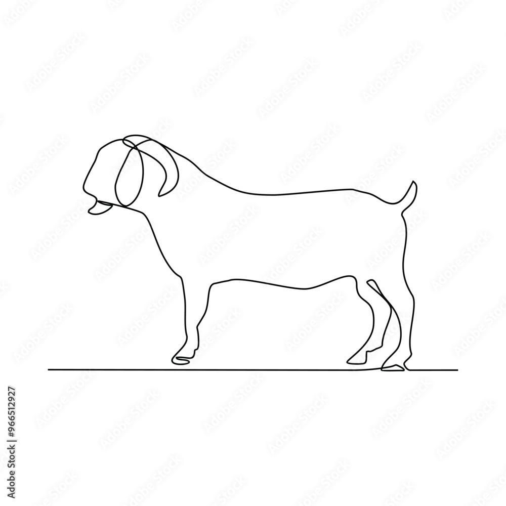 One continuous line drawing of Goat vector illustration. Goats are ...