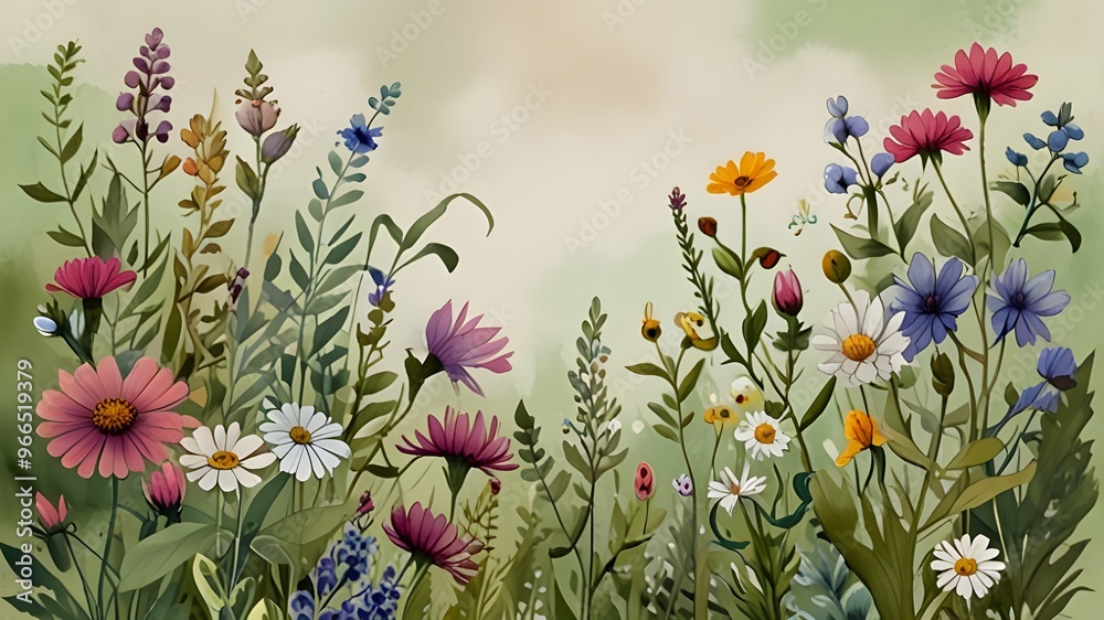 Botanical Art Prompt: "Design a watercolor wildflower border that ...